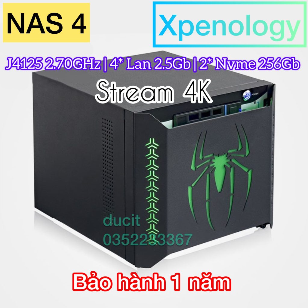 NAS4 J4125 2.70Ghz, 4LAN 2.5Gb Xpenology Stream video 4k - Xpenstore