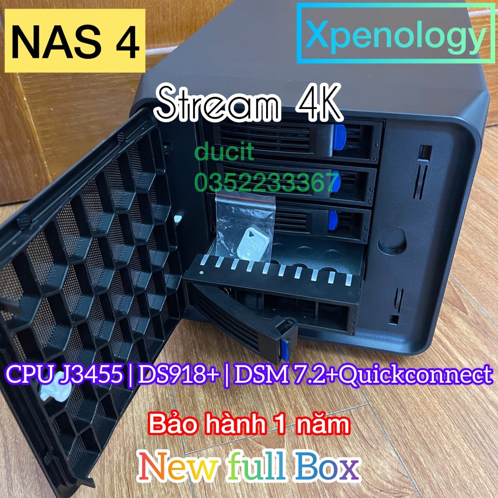 NAS4 J3455, J4125, J5040 CPU 2.30Ghz, LAN 2.5Gb DS918+ Xpenology DSM7.2 ...